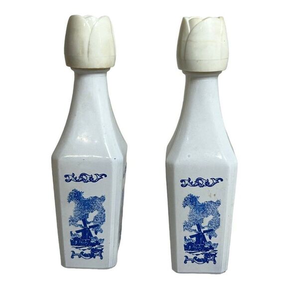 Unbranded | Accents | Vintage Set Of White Milk Glassblue Windmill ...